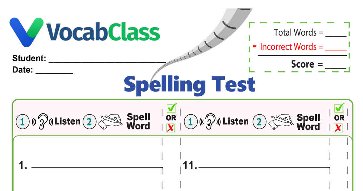 Free VocabClass Spelling Test Template